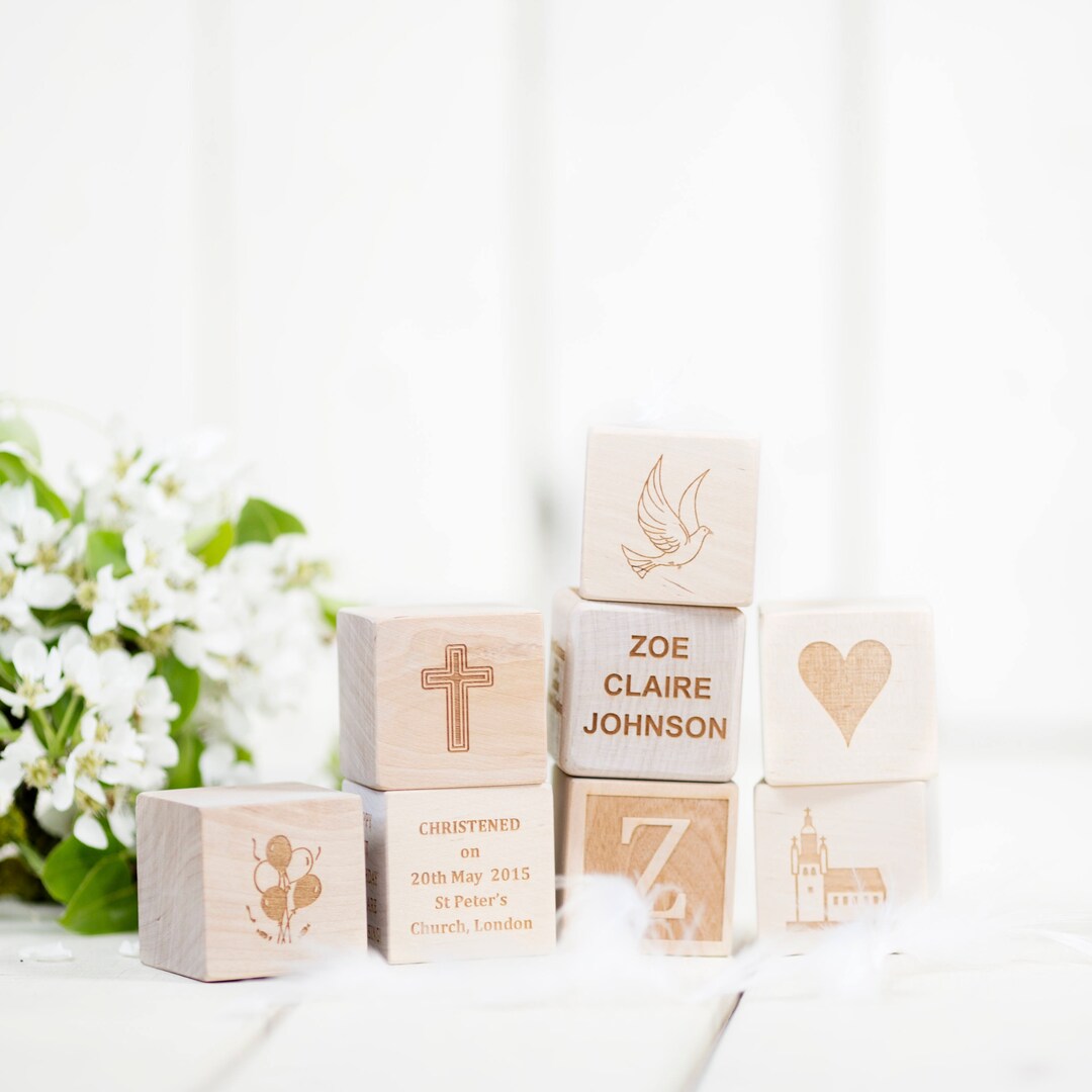Christening Personalised Wooden Blocks | Personalized Keepsake Gift ...