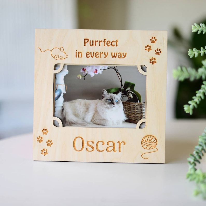 Personalised Cat Photo Frame Wooden Photo Frame Eco - Etsy