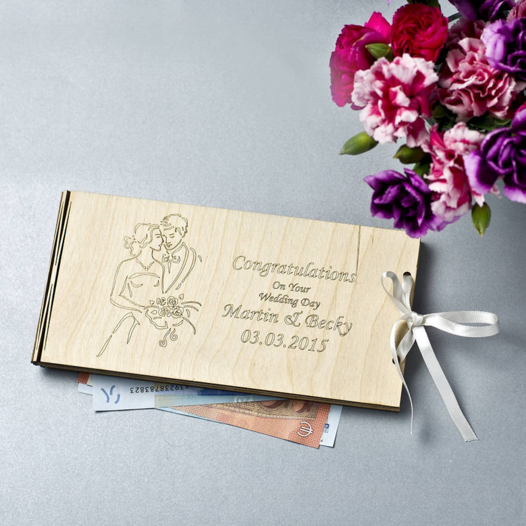 Personalised Wooden Money Wedding Gift Envelopes Mr and Mrs Wedding ...