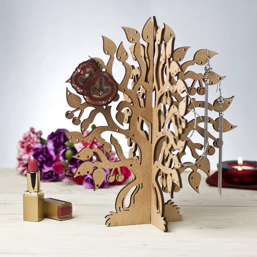 CHERRY TREE JEWELRY Stand - Elegant Wooden Jewelry Organizer for ...