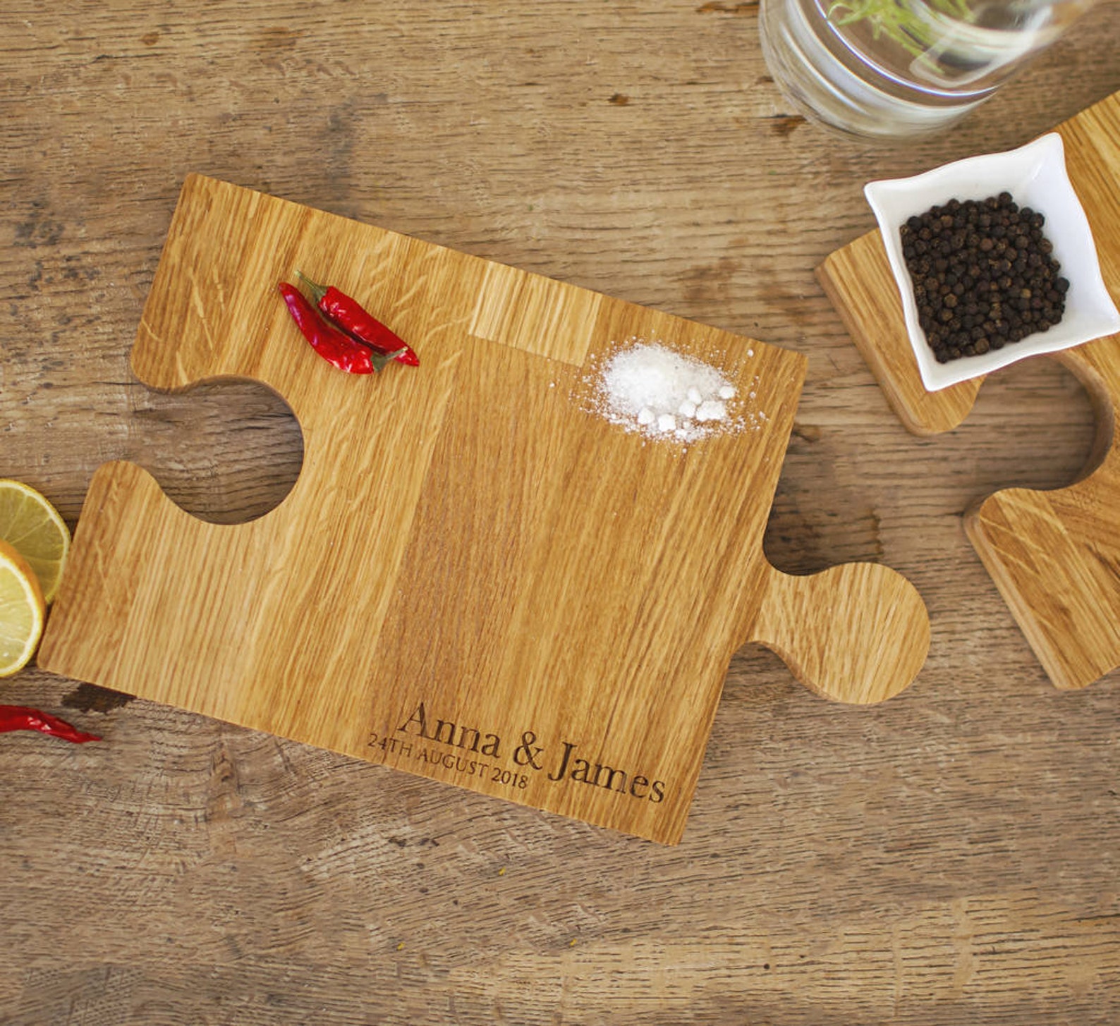 Jigsaw Puzzle Personalised Chopping Serving Oak Board Kitchen - Etsy
