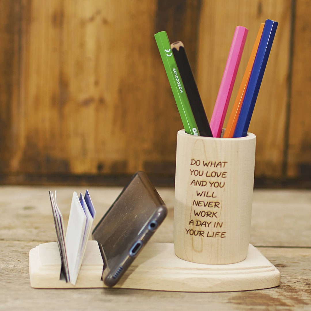 Personalized Desk Tidy Set Wooden Desk Organiser - Etsy