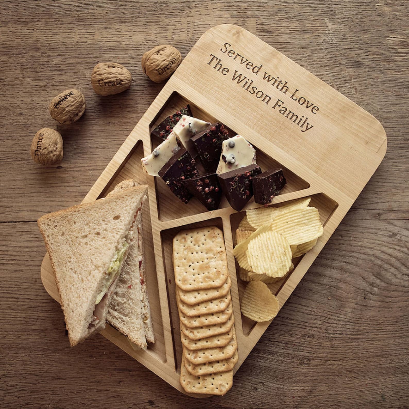 Personalised Sandwich Snack Tray Wooden Breakfast Board | Etsy UK