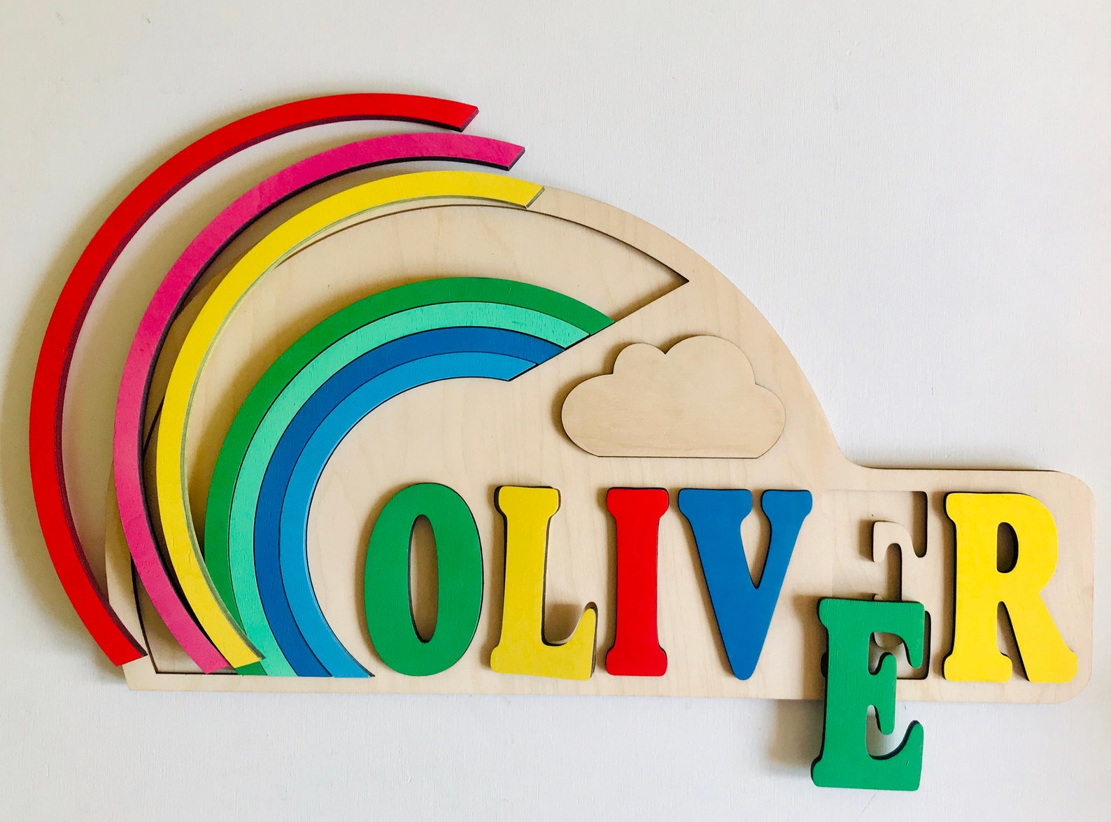 Rainbow personalised name puzzle Rainbow puzzle Personalised | Etsy