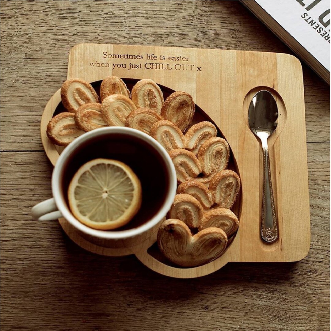 Personalised Tea/coffee and Sweets Serving Tray, Wooden Breakfast Board ...
