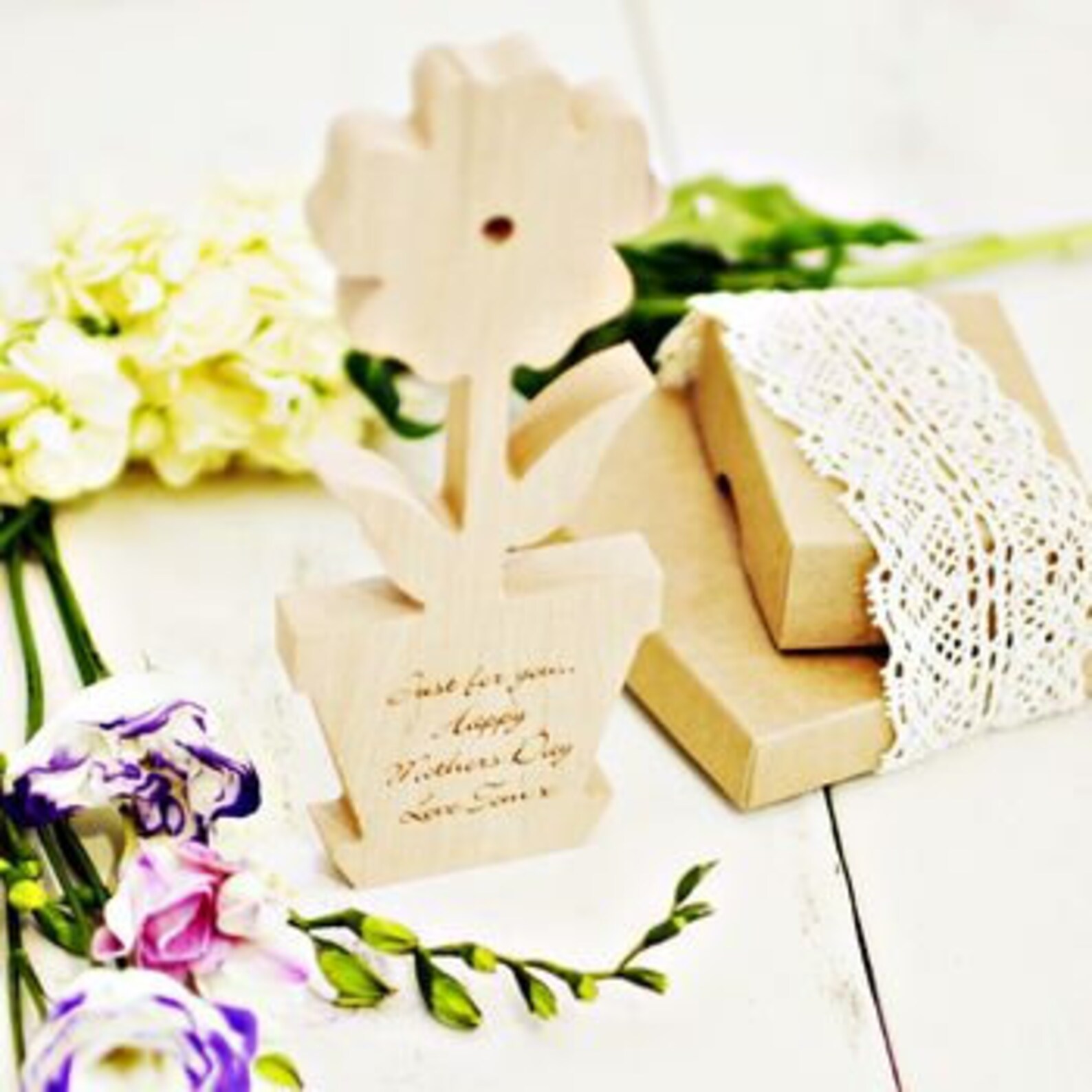 Personalised Oak Wood Flower Wedding Gift Personalised - Etsy