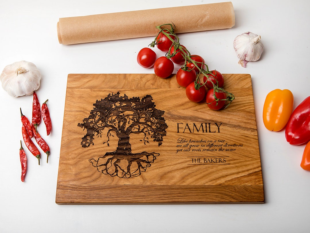 Family Tree Chopping Board Oak Hardwood Cutting Board Serving Board ...