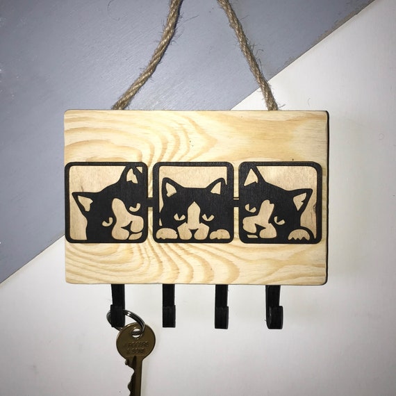 Cat Themed Key Rack Keyrack Keyholder Black Cats Perfect | Etsy