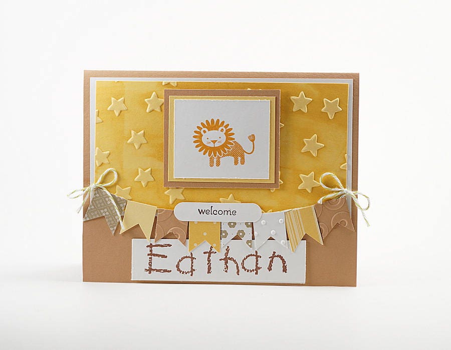 Congratulations Baby Card Personalize Baby Name Lion Baby | Etsy