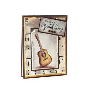 Guitar Birthday Music Birthday Card Stamped Greeting Cards Homemade ...