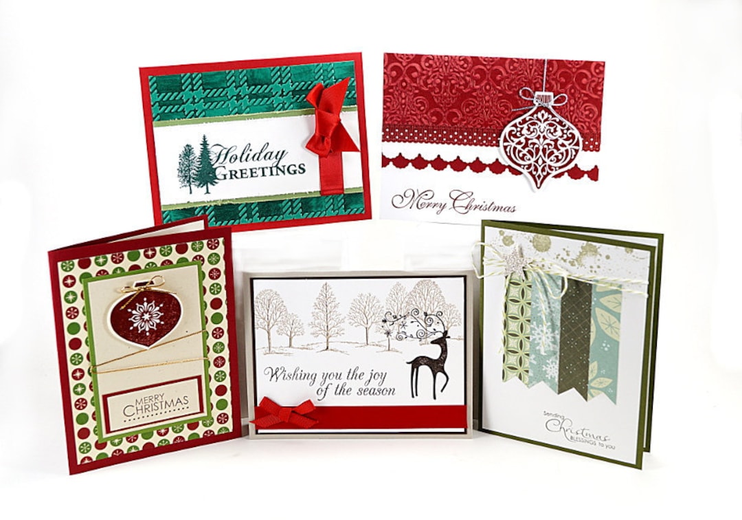 Happy Holiday Cards, Christmas Card Pack, Hand Stamped Cards, Family ...