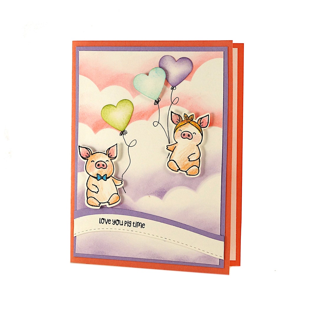 Pig Greeting Card, Farm Valentine Card, Sending A Hug, Cute Valentine ...