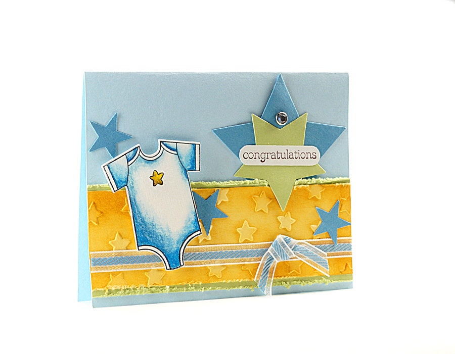 New Baby Boy Card Blue Baby Card Handmade Greeting Cards | Etsy