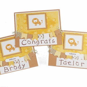 Congratulations Baby Card, Personalize Baby Name, Lion Baby Card, Hand ...