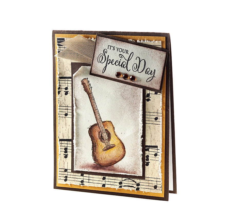 Guitar Birthday Music Birthday Card Stamped Greeting Cards | Etsy