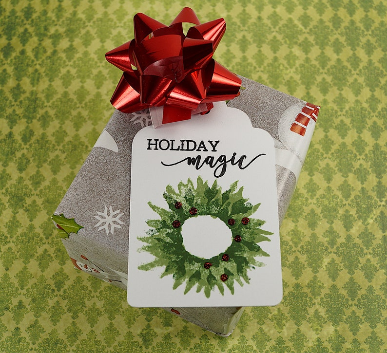 Christmas Tags Handmade, Present Tags, Holiday Gift Tags, Wreath Tag ...