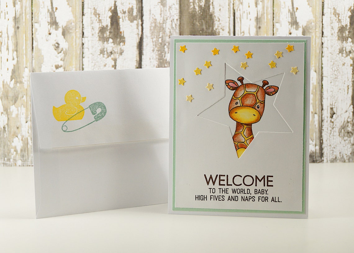 Welcome Baby Card Giraffe Card New Baby Congratulations - Etsy