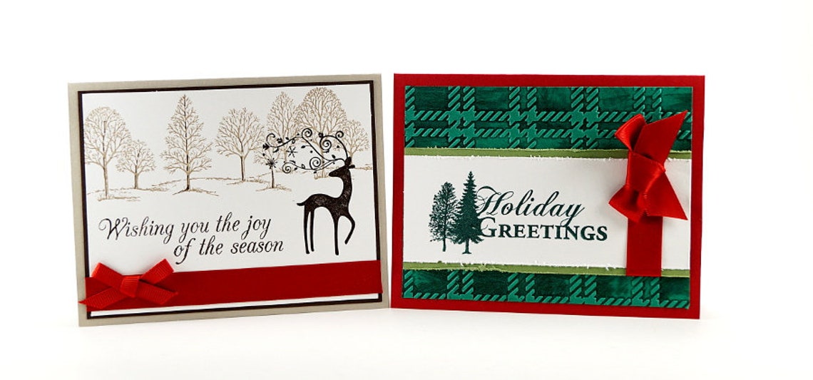 Happy Holiday Cards, Christmas Card Pack, Hand Stamped Cards, Family ...
