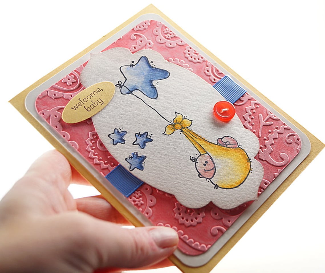 Congratulations Card Baby Girl Card Greeting Cards Handmade | Etsy