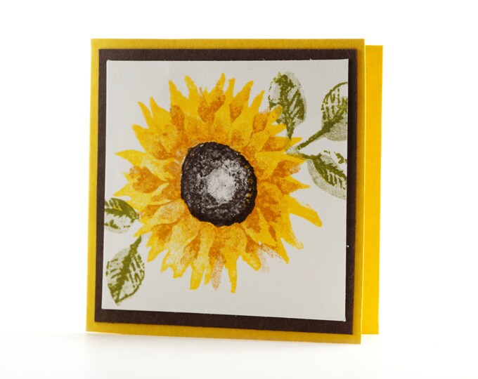 Mini Cards and Envelopes, Sunflower Card, 3 X 3 Cards, Sunflower Gift ...