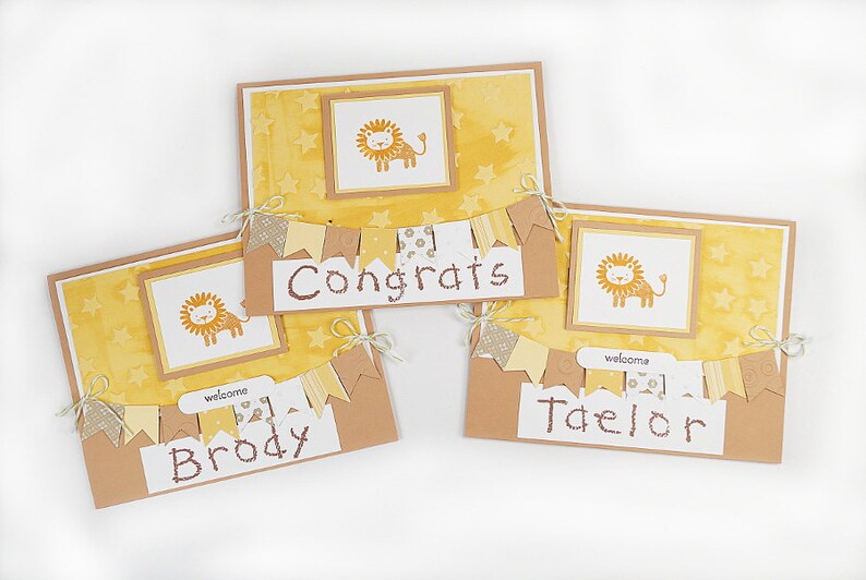 Congratulations Baby Card Personalize Baby Name Lion Baby | Etsy