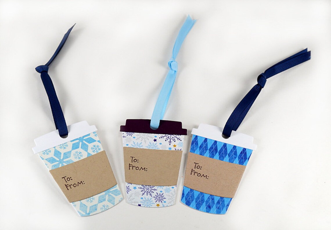 Christmas Tags Handmade Xmas Gift Tag Coffee Cup Tag | Etsy