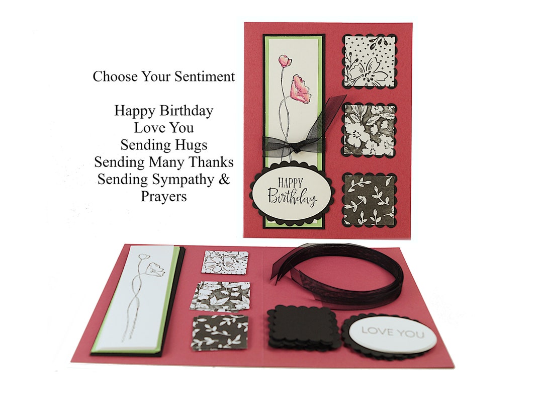 Happy Birthday Card Making Kit, Lovely Floral Card, Craft Kit for ...