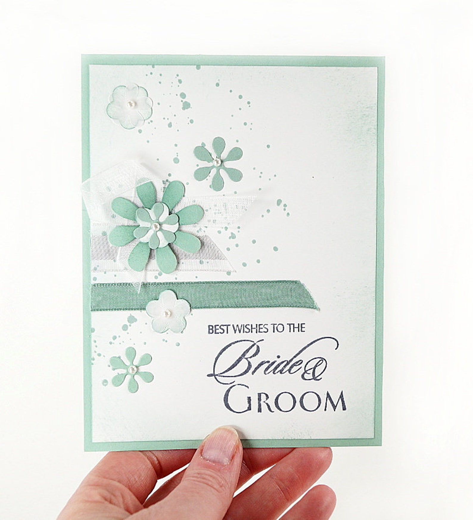 Wedding Congratulations Card Handmade Wedding Card Mint - Etsy