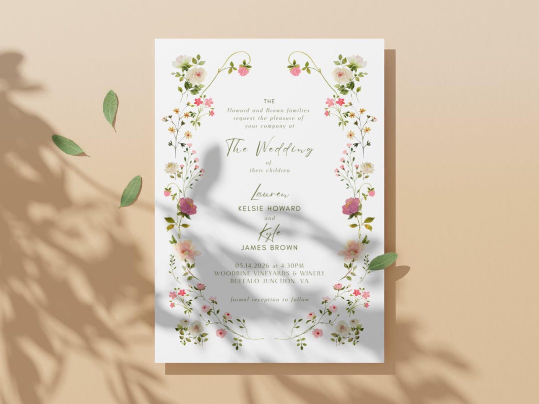 Custom Floral Wedding Invitation: Elegant Romantic Design (digital File ...