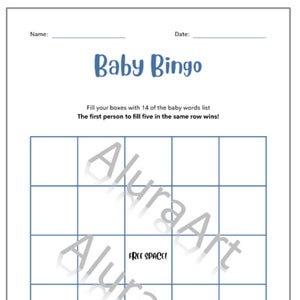 Minimalist Baby Shower Blank Bingo Card, Digital Download, Printable ...