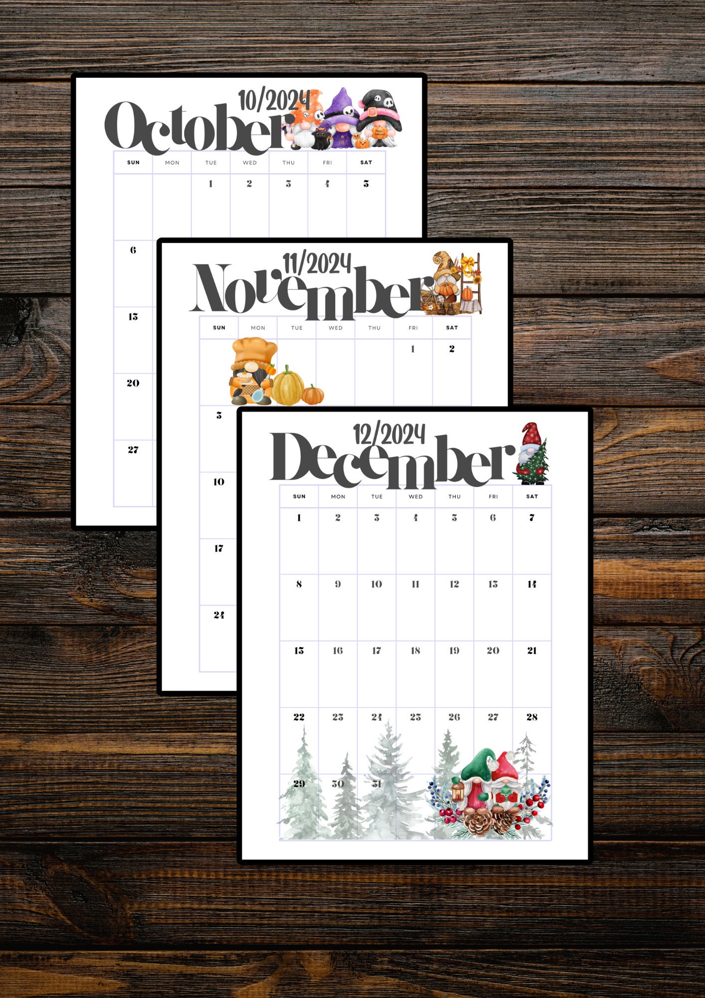 2024 Gnome Calendar, Gonk Calendar, Digital File, Printable PDF - Etsy