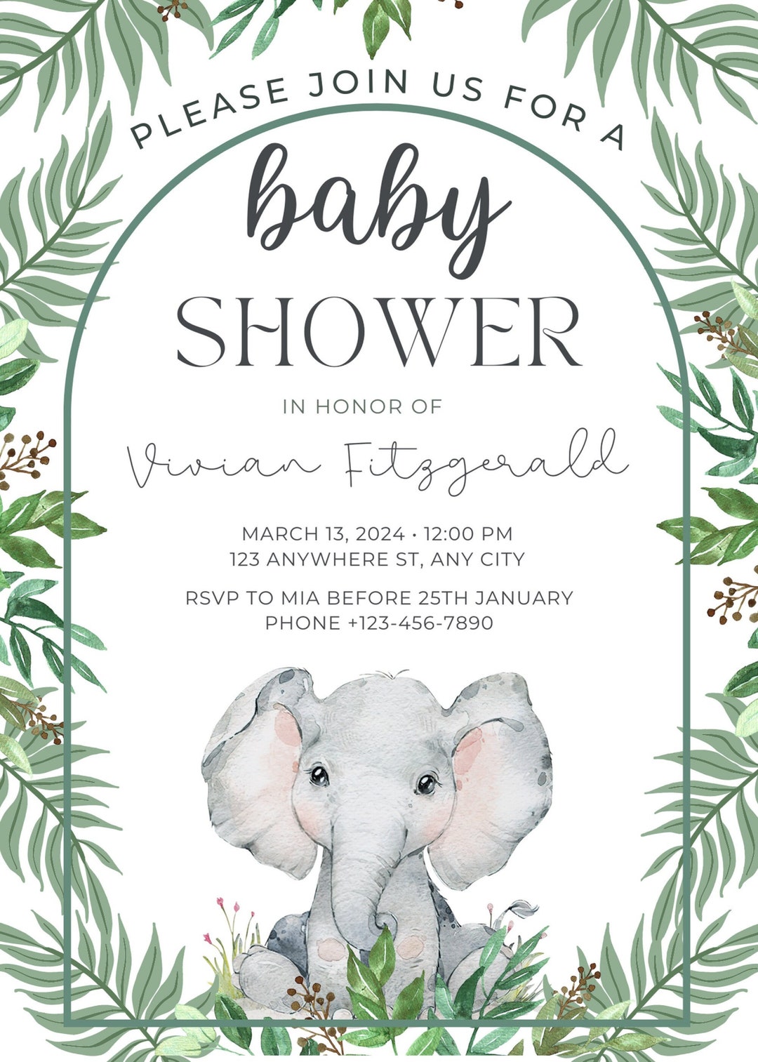 Editable Baby Elephant Invitation Suite Templates, Invites, Diaper ...