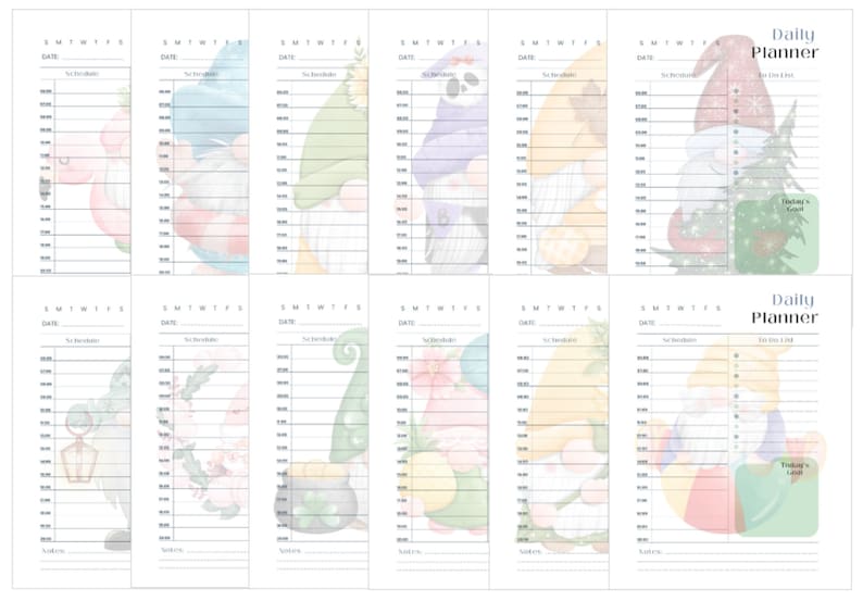 Cute Gnomes Daily Digital Planner Printable PDF - Etsy