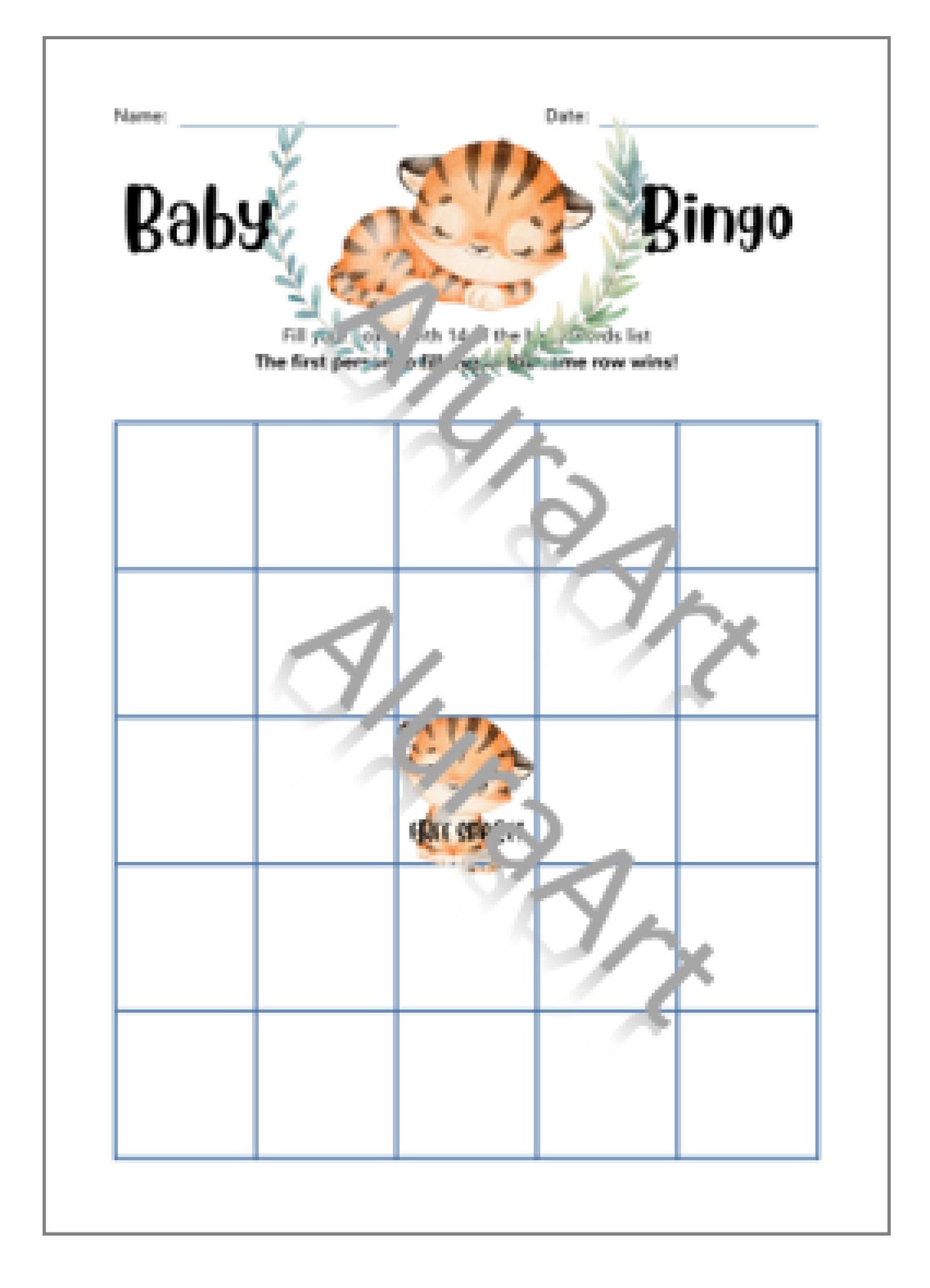 Cute Baby Tiger Themed Baby Shower Activity 5 Pack Bundle, Digital ...
