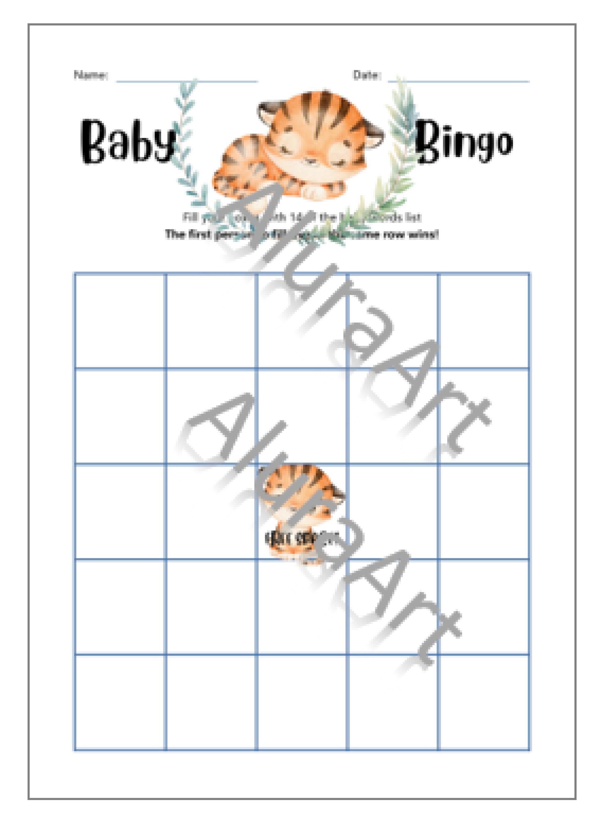 Cute Baby Tiger Themed Baby Shower Activity 5 Pack Bundle, Digital ...