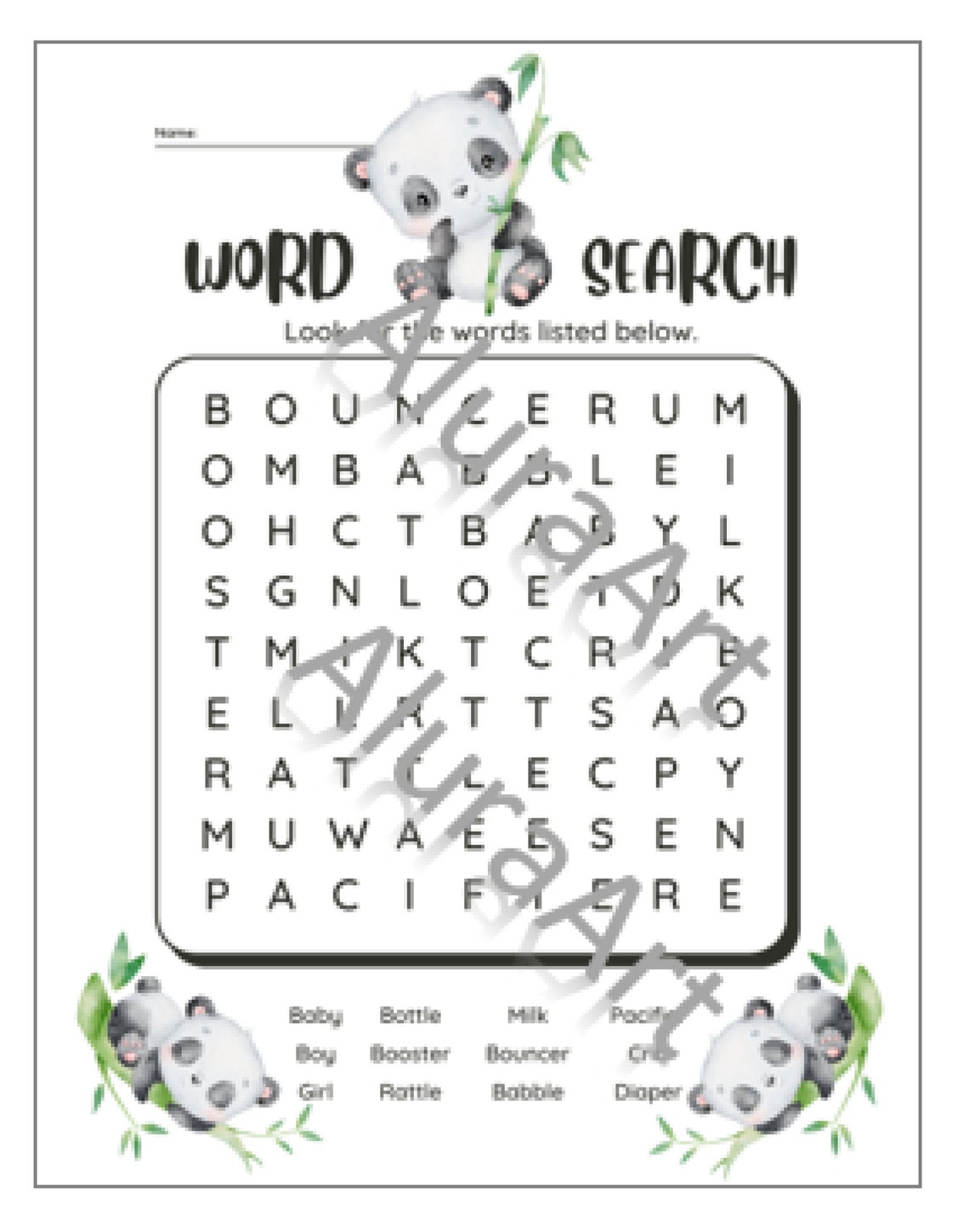 Cute Baby Panda Themed Baby Shower Activity Bundle, Digital Download ...