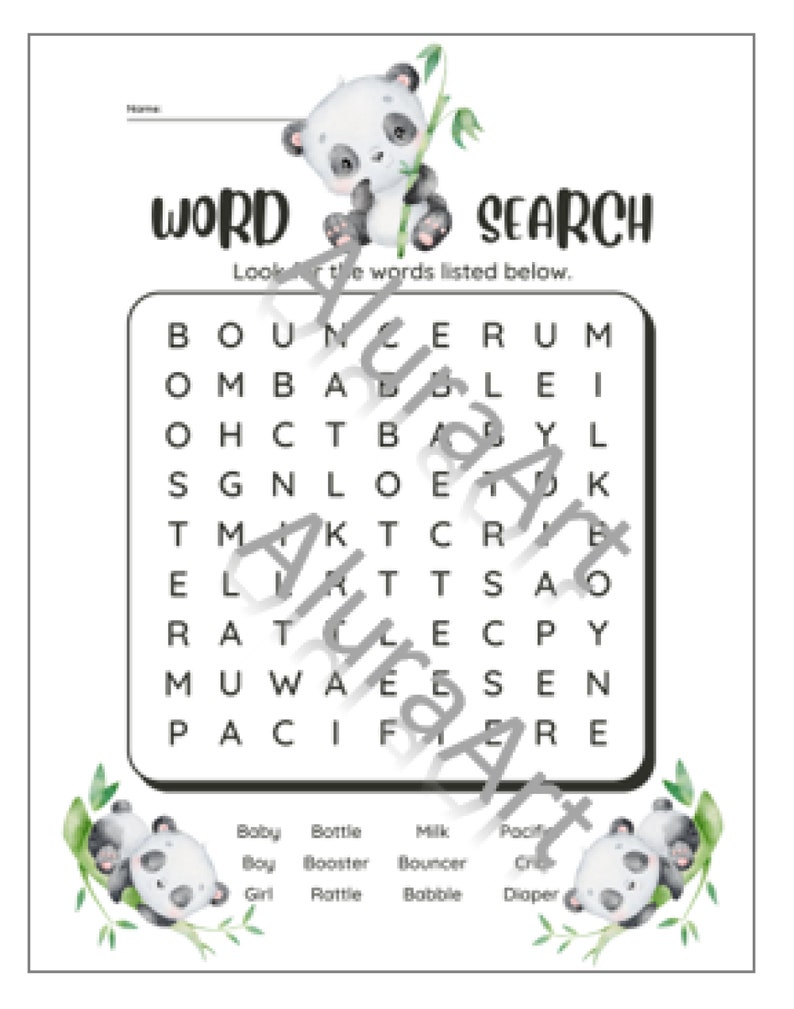 Cute Baby Panda Themed Baby Shower Activity Bundle, Digital Download ...