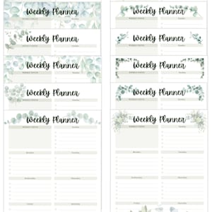 Eucalyptus Weekly Planner, Digital Download, Printable PDF - Etsy