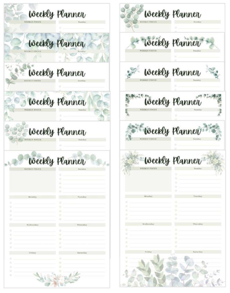 Eucalyptus Weekly Planner, Digital Download, Printable PDF - Etsy