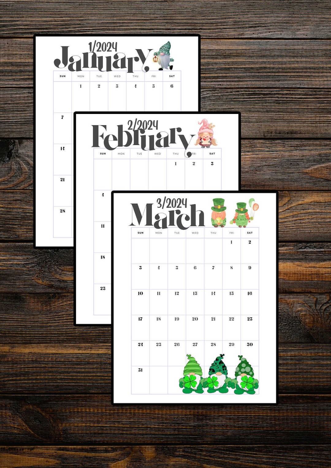2024 Gnome Calendar, Gonk Calendar, Digital File, Printable PDF - Etsy