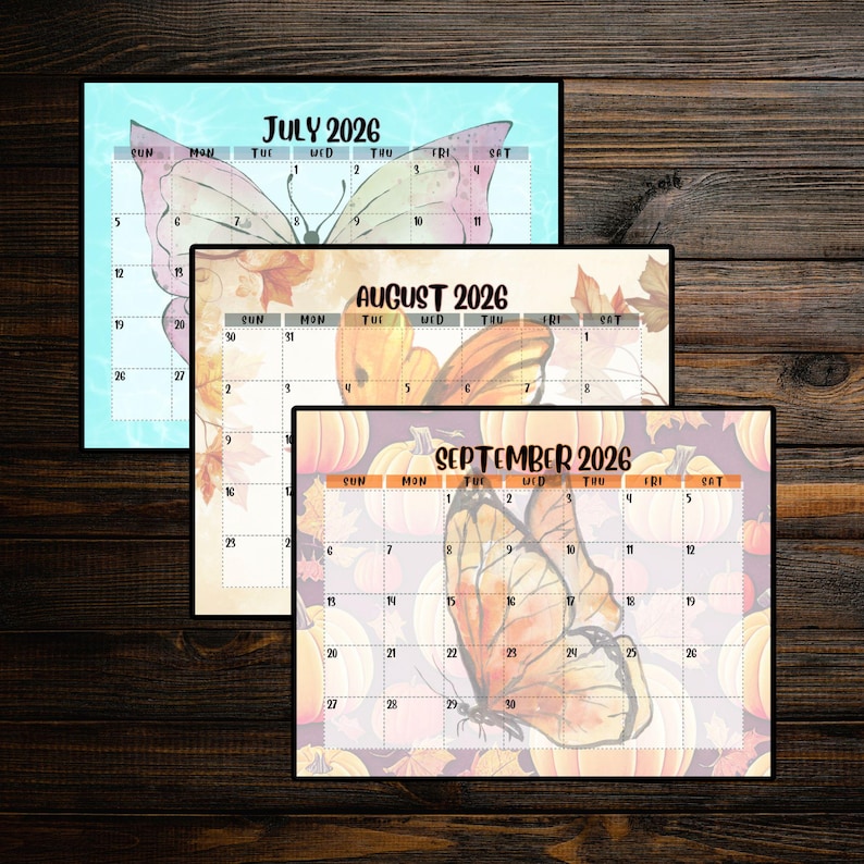 2026 Butterfly Themed Calendar, Digital Download, PDF File. - Etsy Canada