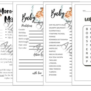 Cute Baby Tiger Themed Baby Shower Activity 5 Pack Bundle, Digital ...