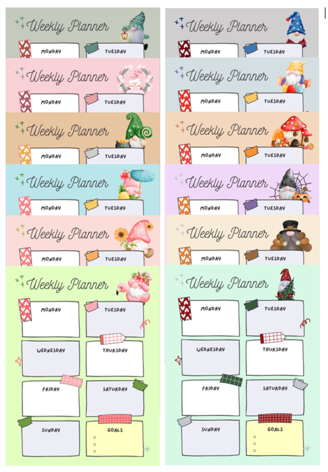 Cute Gnome Weekly Planner - Etsy