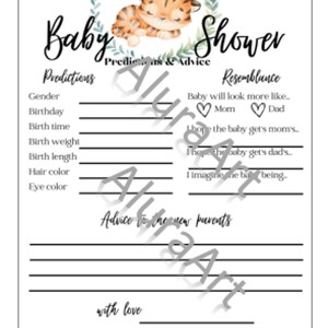Cute Baby Tiger Themed Baby Shower Activity 5 Pack Bundle, Digital ...