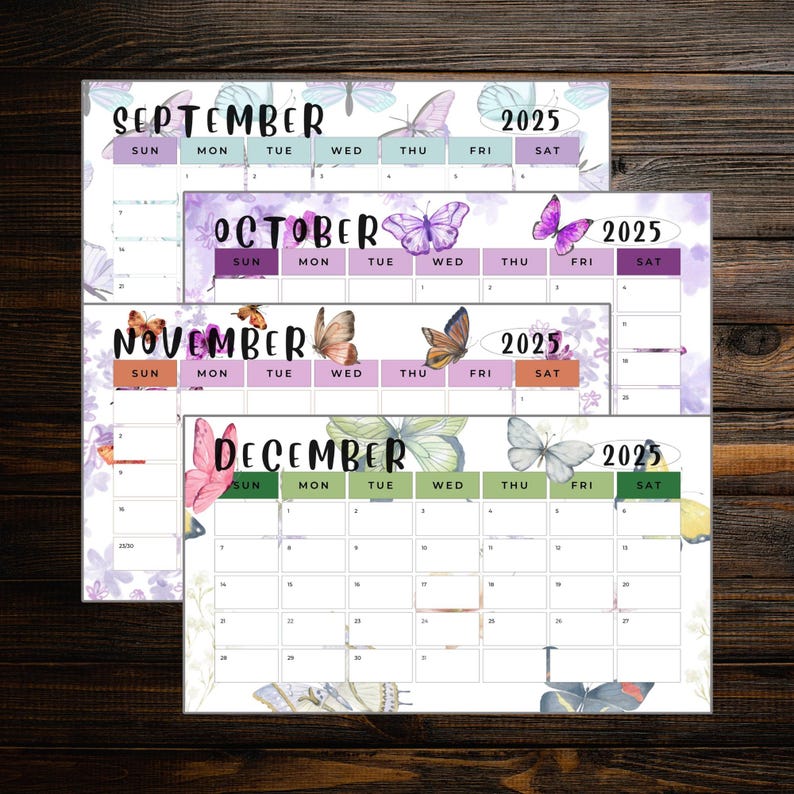 2025 Butterfly Themed Calendar, Digital Download, PDF File. - Etsy
