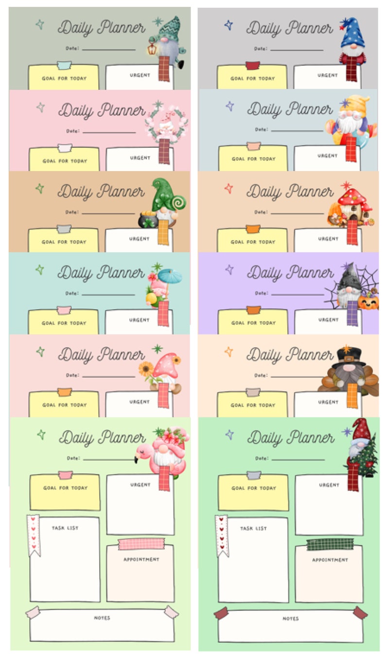 Cute Gnome Daily Planner, Digital Download, Printable PDF - Etsy