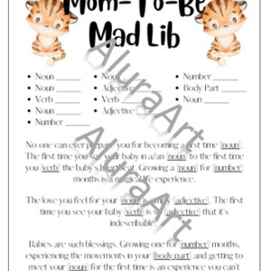 Cute Baby Tiger Themed Baby Shower Activity 5 Pack Bundle, Digital ...