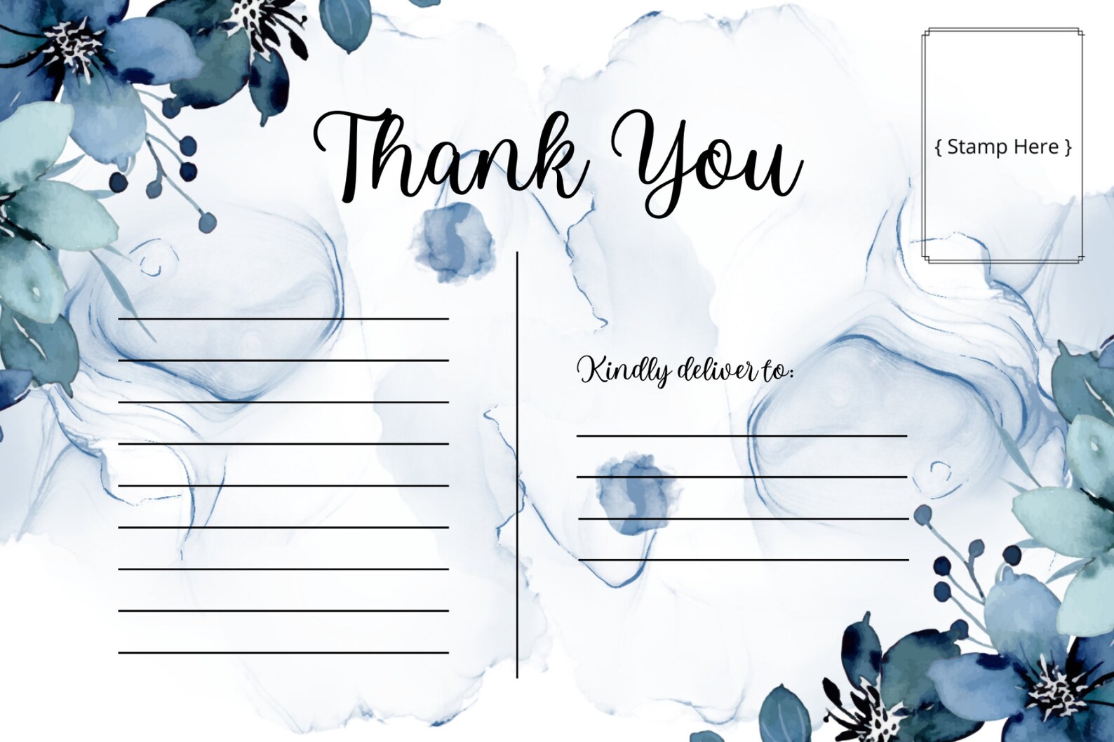 Editable Blue Floral Wedding Invitation Suite Templates, Invites, Save ...