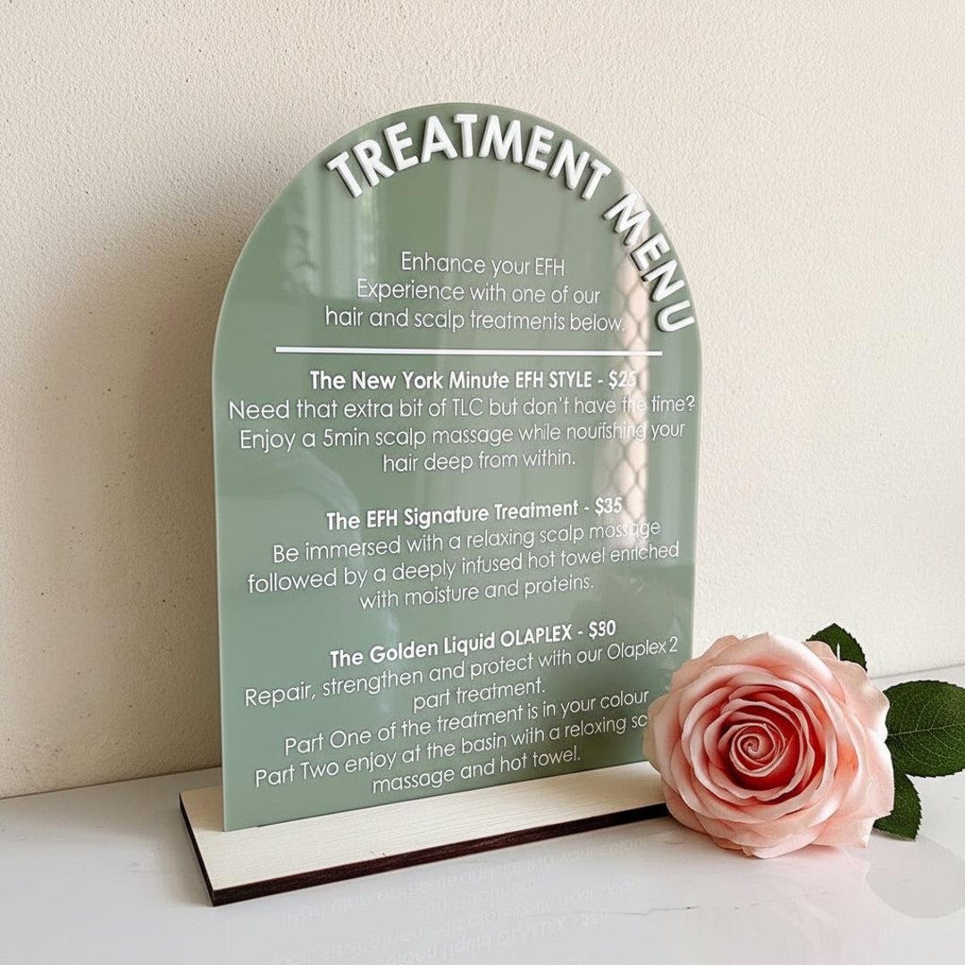 Custom Menu Sign | Arch Design | Acrylic Freestanding Display - Etsy