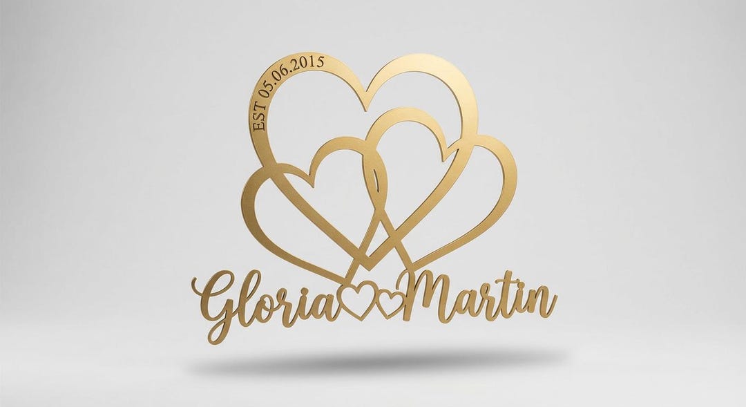 Personalised Heart Wedding Sign - Bespoke Names & Date | Urgift - Etsy